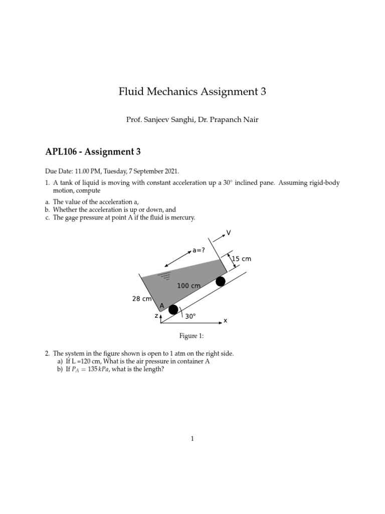Fluid Mechanics Assignment 3 | PDF | Pressure | Nature