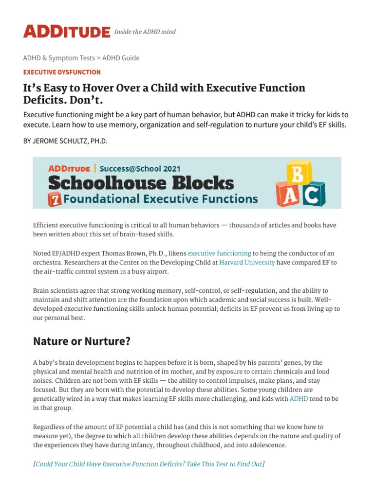 Boosting Executive Function in ADHD Kids | PDF | Executive Functions ...