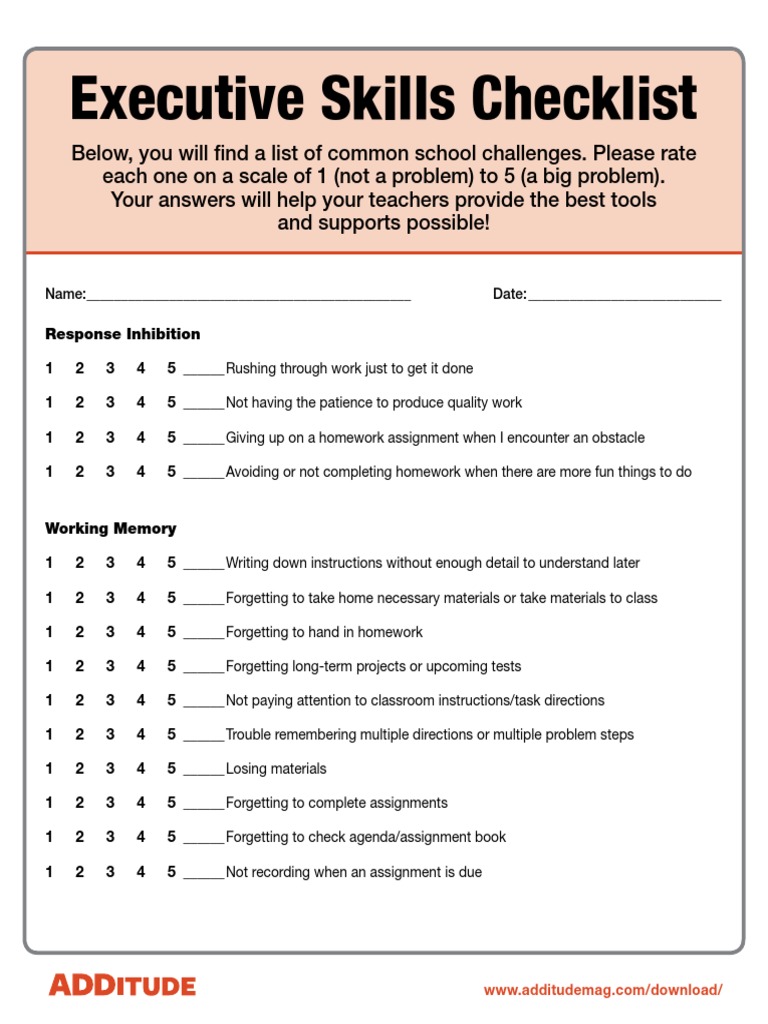 Assessing Executive Functioning Skills: An Evaluation Tool for Students ...