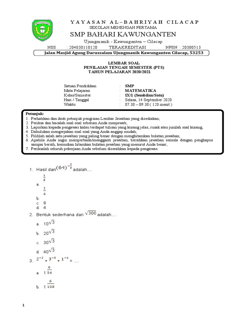 PTS1 20-21 MTK 9 | PDF