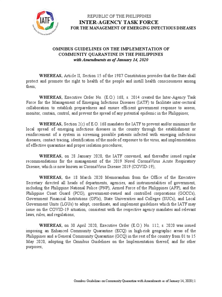 Community Quarantine Guidelines Philippines | PDF | Quarantine