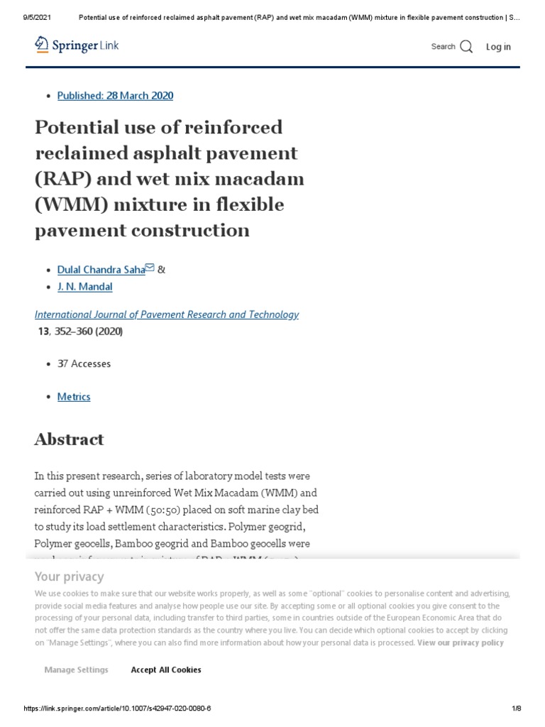 Potential Use of Reinforced Reclaimed Asphalt Pavement (RAP) and Wet ...