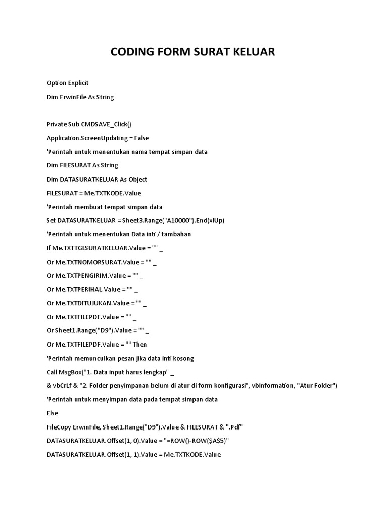 Coding Form Surat Keluar | PDF | Komputer | Sejarah