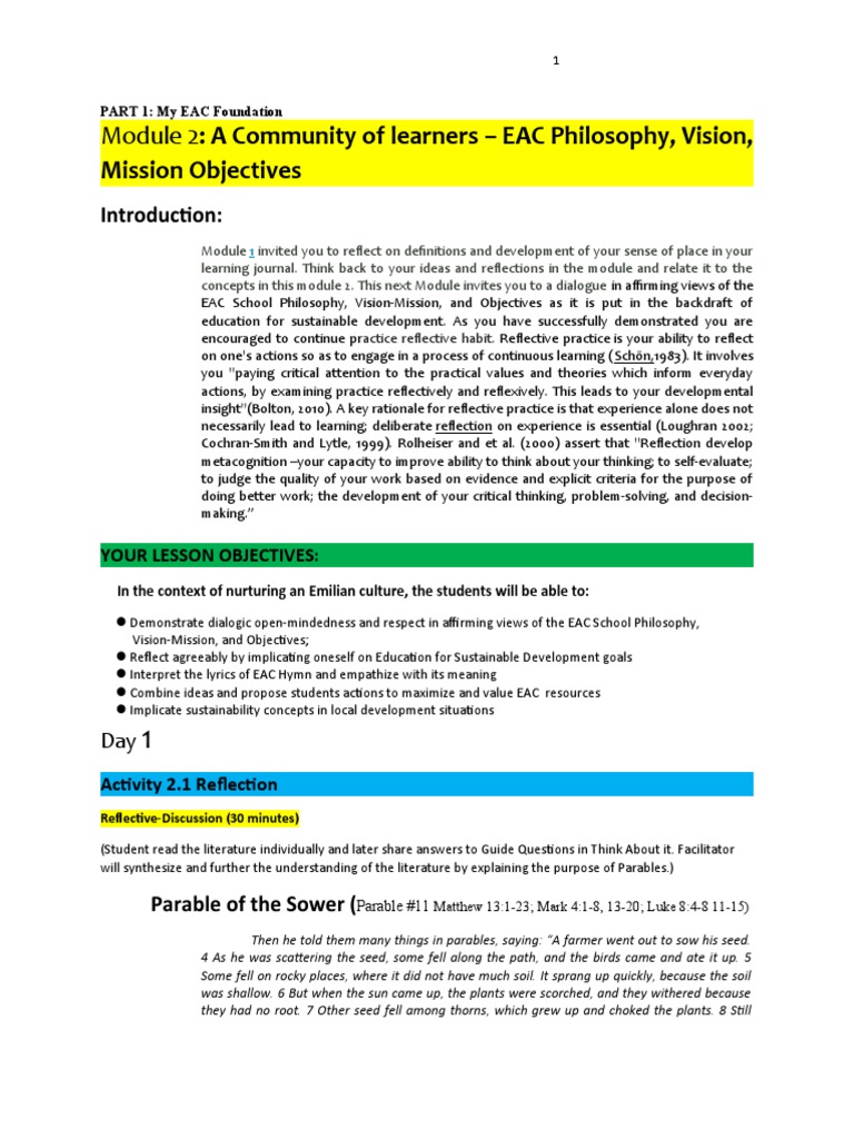 EAC Philosophy and Community Learning | PDF | Sustainability ...