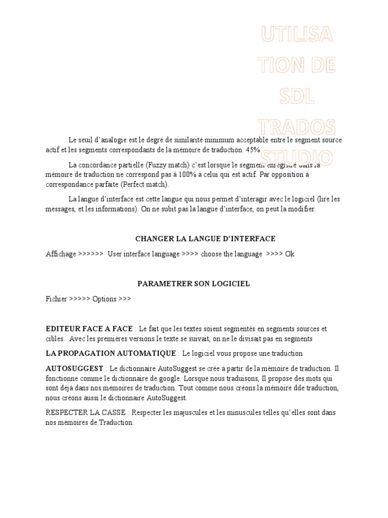 Configuration de SDL Trados Studio | PDF