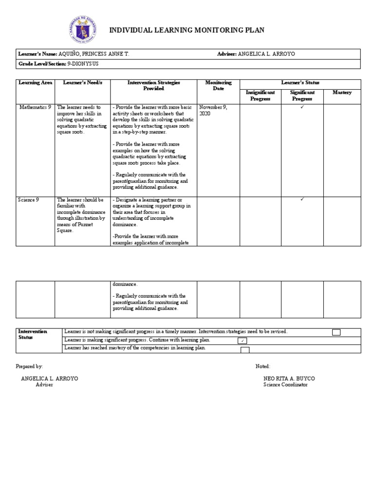 ILMP Sample | PDF | Learning | Quadratic Equation