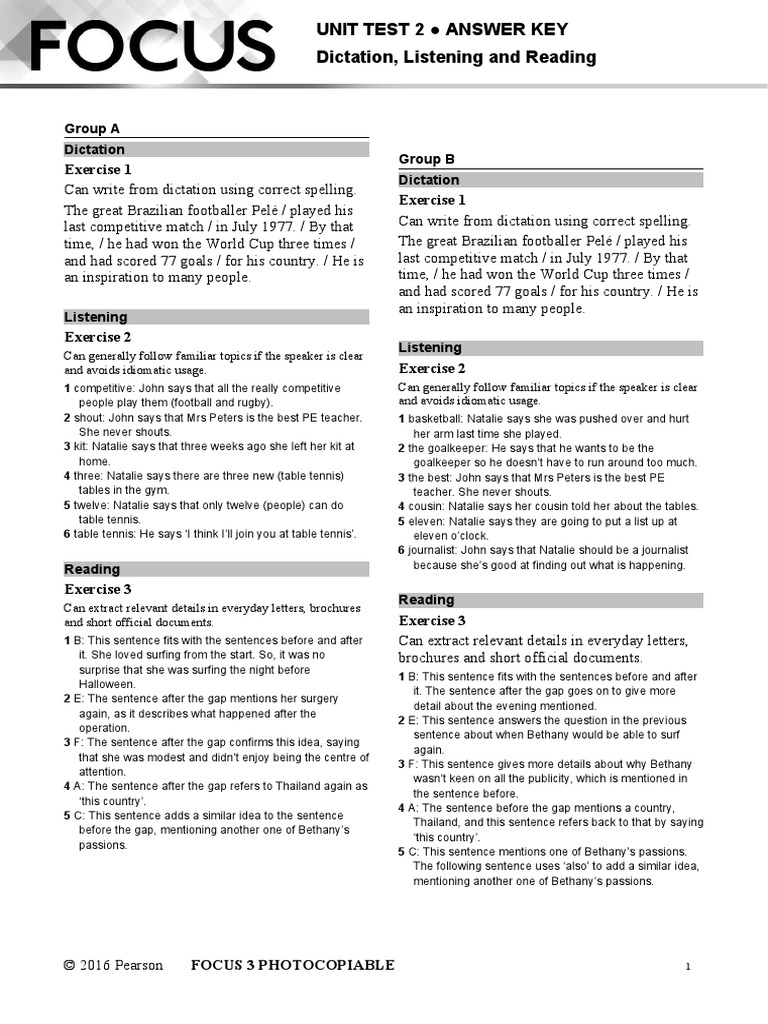Exercise 1 Exercise 1: Group A Dictation Group B Dictation | PDF