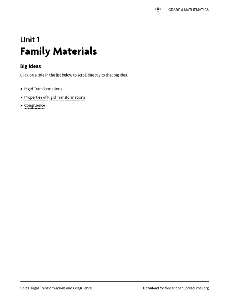 Family Materials: Unit 1 | PDF | Classical Geometry | Elementary ...