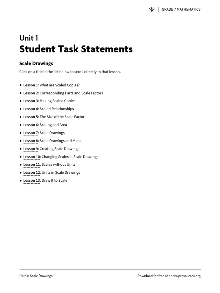Grade 7.unit 1-Student Task Statements | PDF | Area | Angle