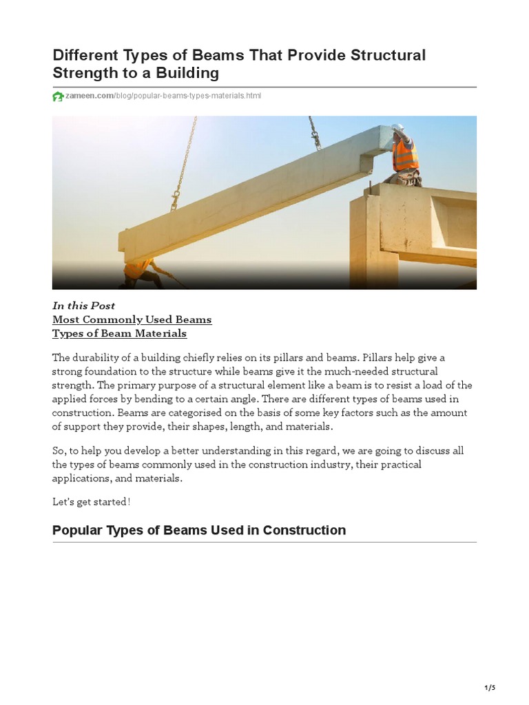 Different Types of Beams That Provide Structural Strength To A Building ...