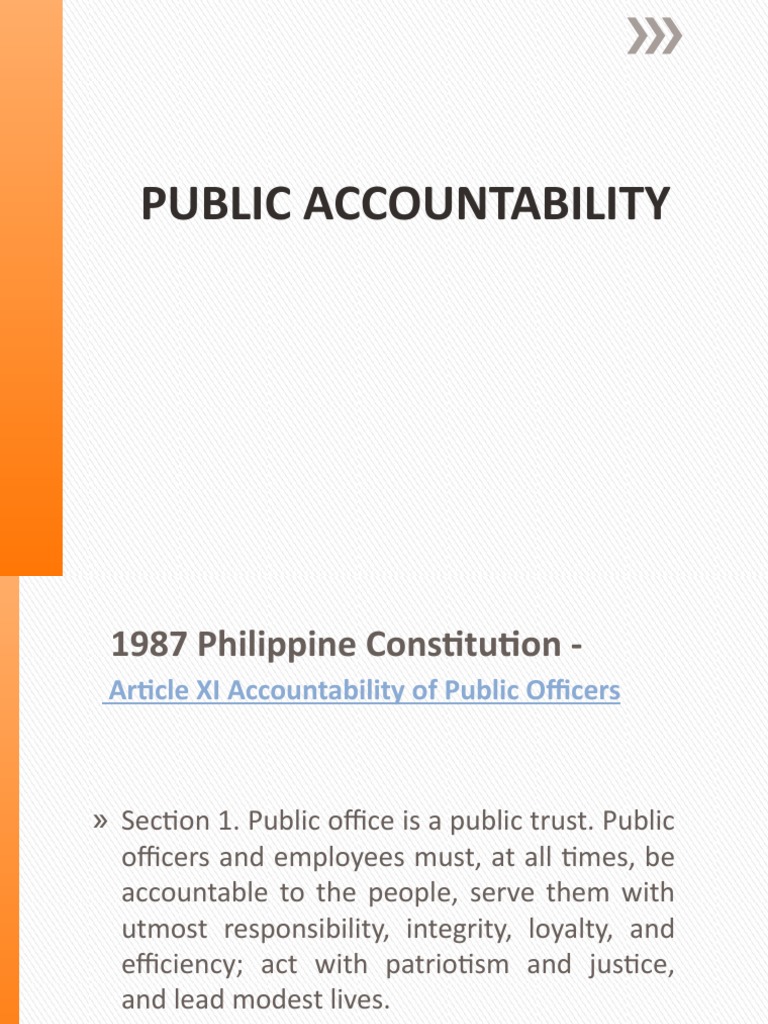 PHILIPPINE CONSTITUTION ARTICLE XI PUBLIC ACCOUNTABILITY | PDF ...