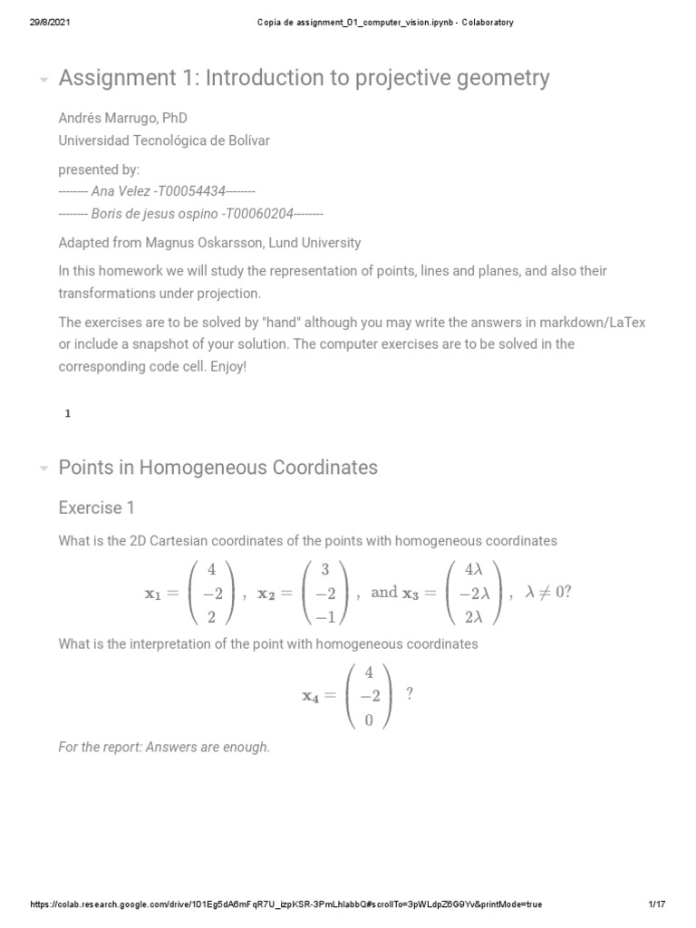 Assignment - 01 - Computer - Vision - Ipynb - Colaboratory Ana Velez-Boris Ospina | PDF ...