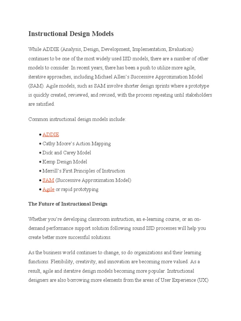 Instructional Design Models | PDF | Career & Growth | Art