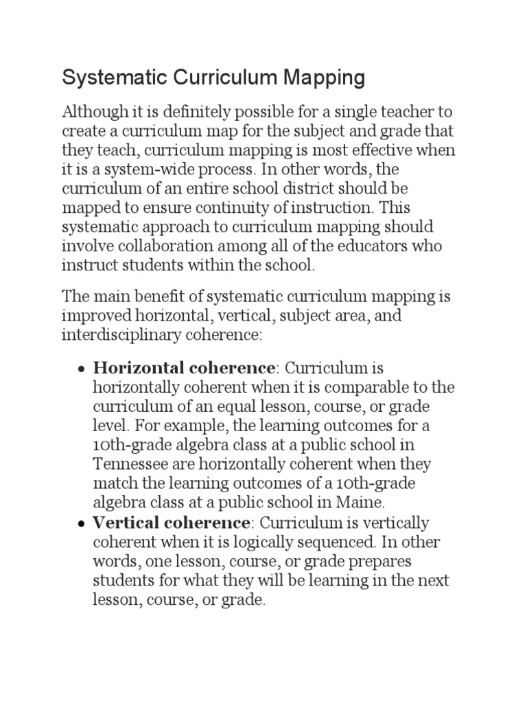 Systematic Curriculum Mapping | PDF | Curriculum | Teachers