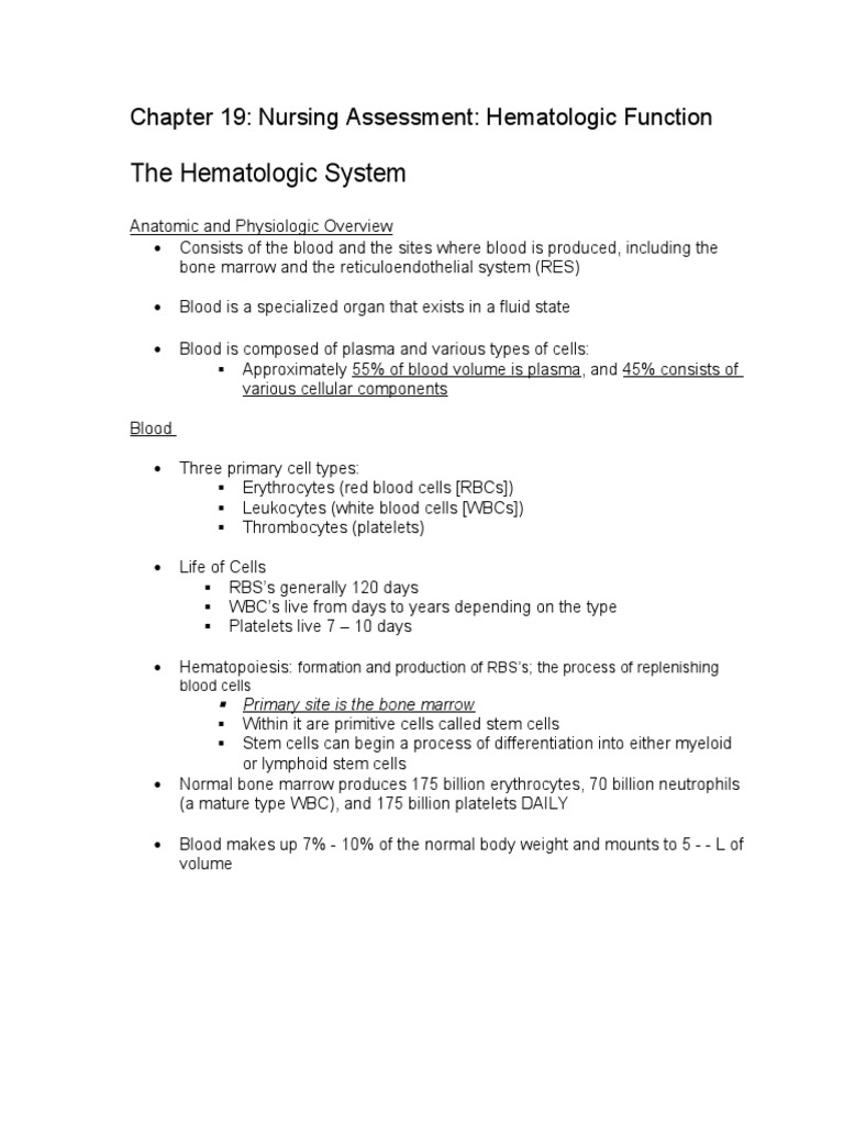 Hematologic Function and Assessment Guide | PDF | Anemia | White Blood Cell