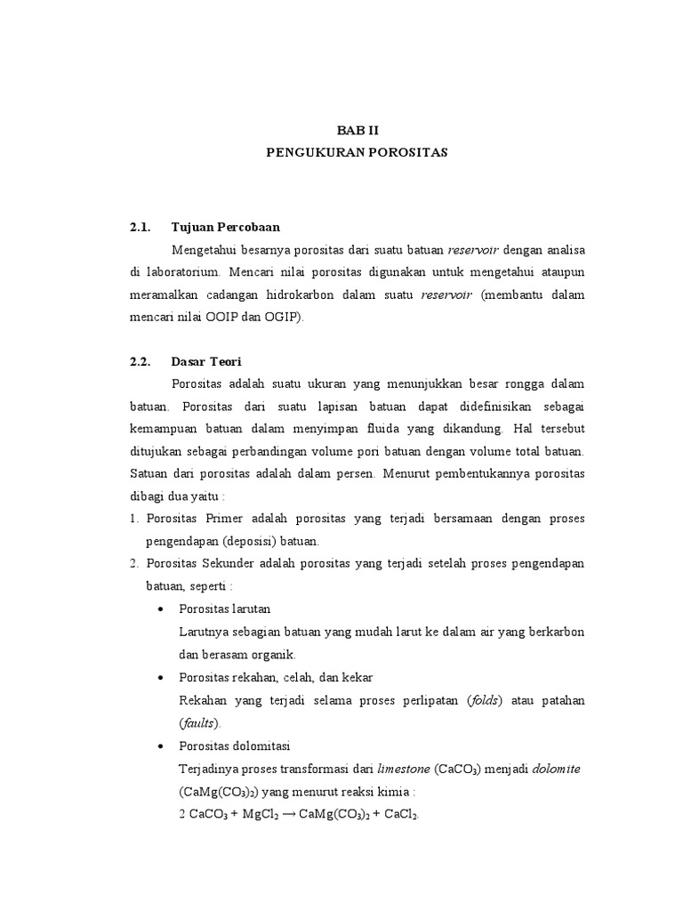 Bab 2 Porositas | PDF | Sains & Matematika