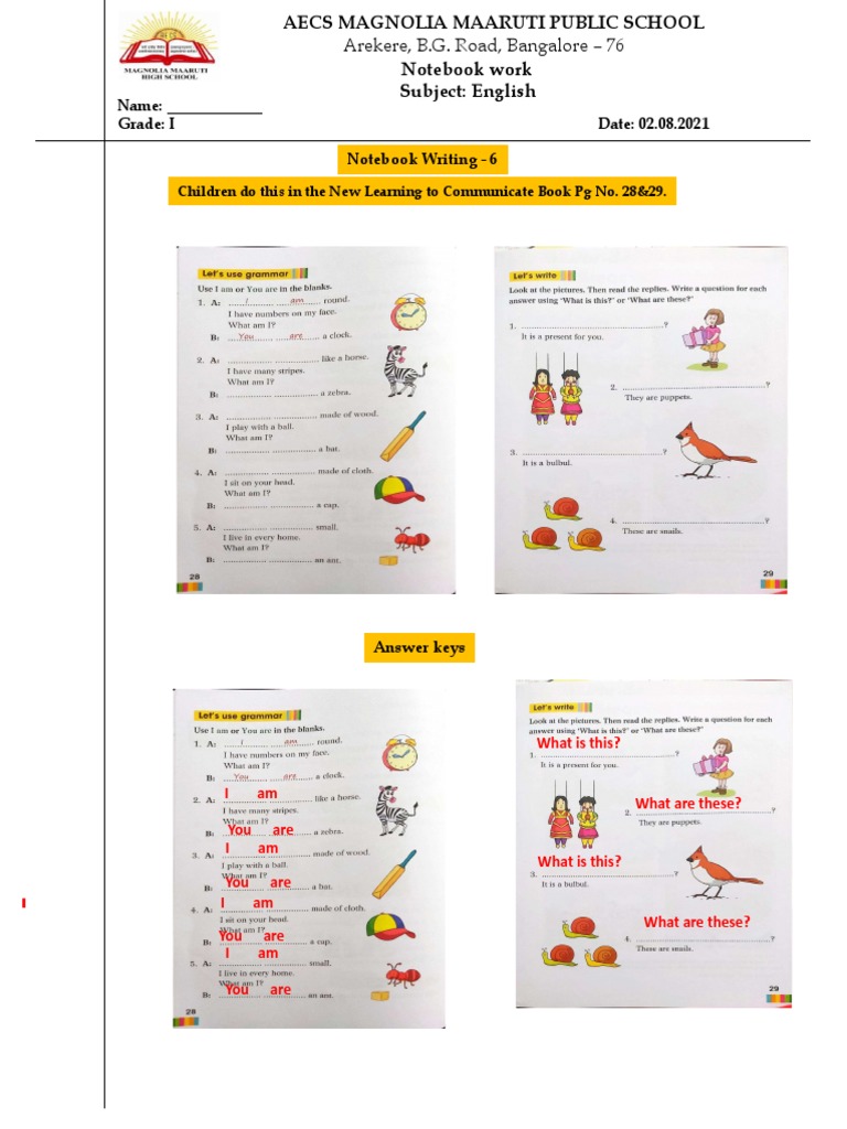 Notebook Writing-02.08-I-English ch2 | PDF