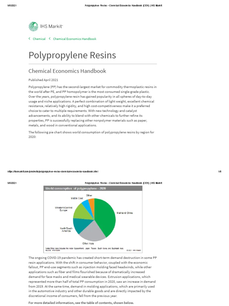 Polypropylene Resins - Chemical Economics Handbook (CEH) - IHS Markit ...