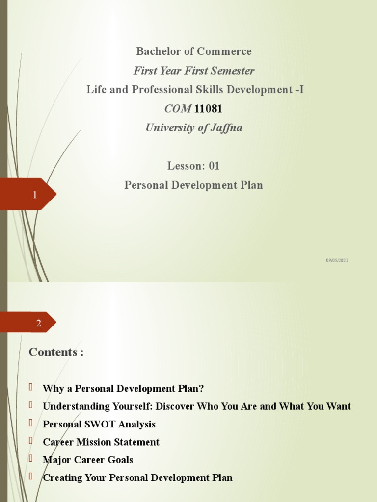 Lesson 1 Personal Development Plan | PDF | Goal | Swot Analysis