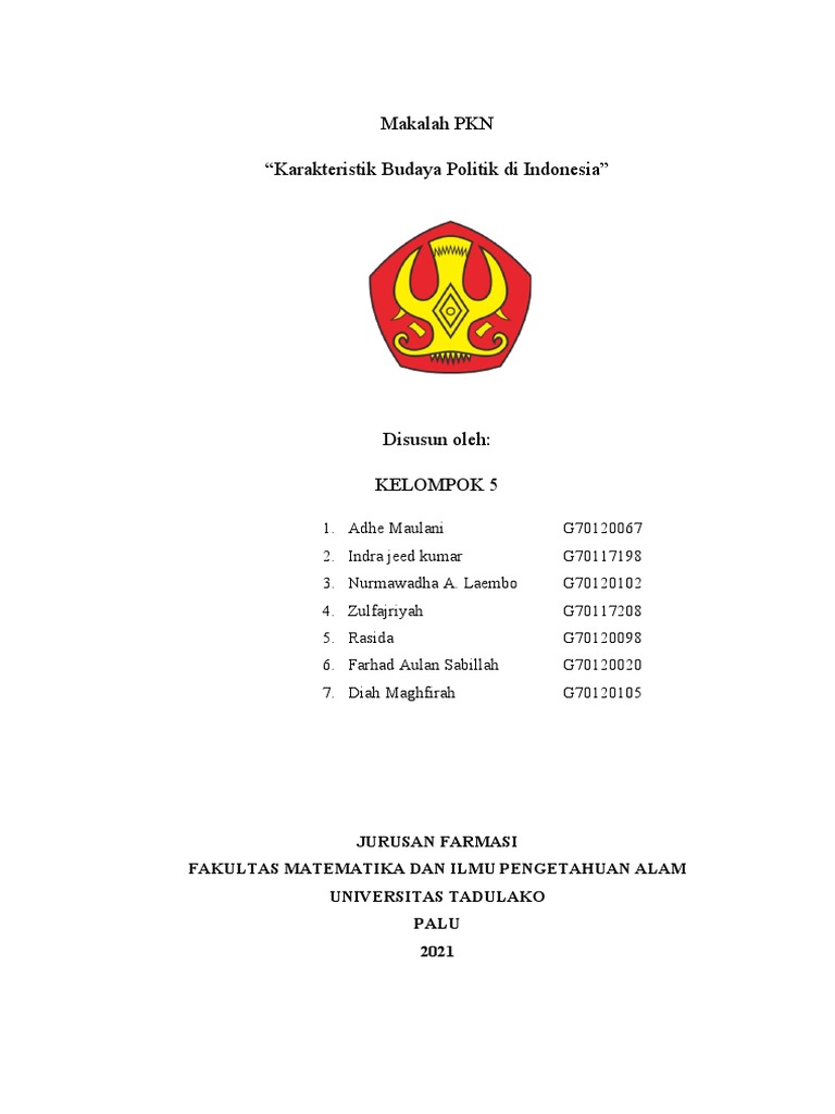 Makalah Kel 5 - PKN (C) - Karakteristik - Budaya - Politik | PDF | Politik | Ilmu Sosial