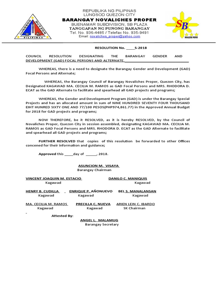 Reso - Gad 2018 | PDF | Government | Philippines