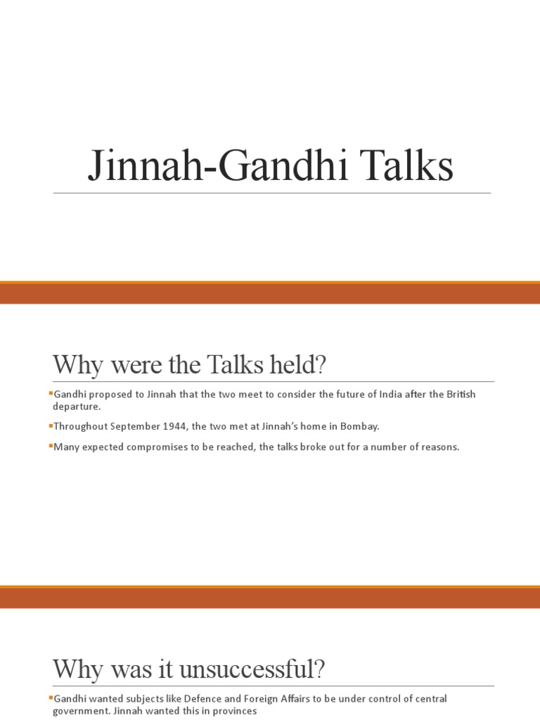Jinnah-Gandhi Talks Presentation | PDF