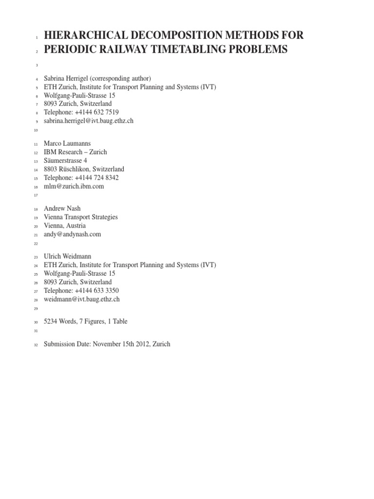 Hierarchical Methods For Railway Timetabling Pdf Linear Programming Mathematical Optimization