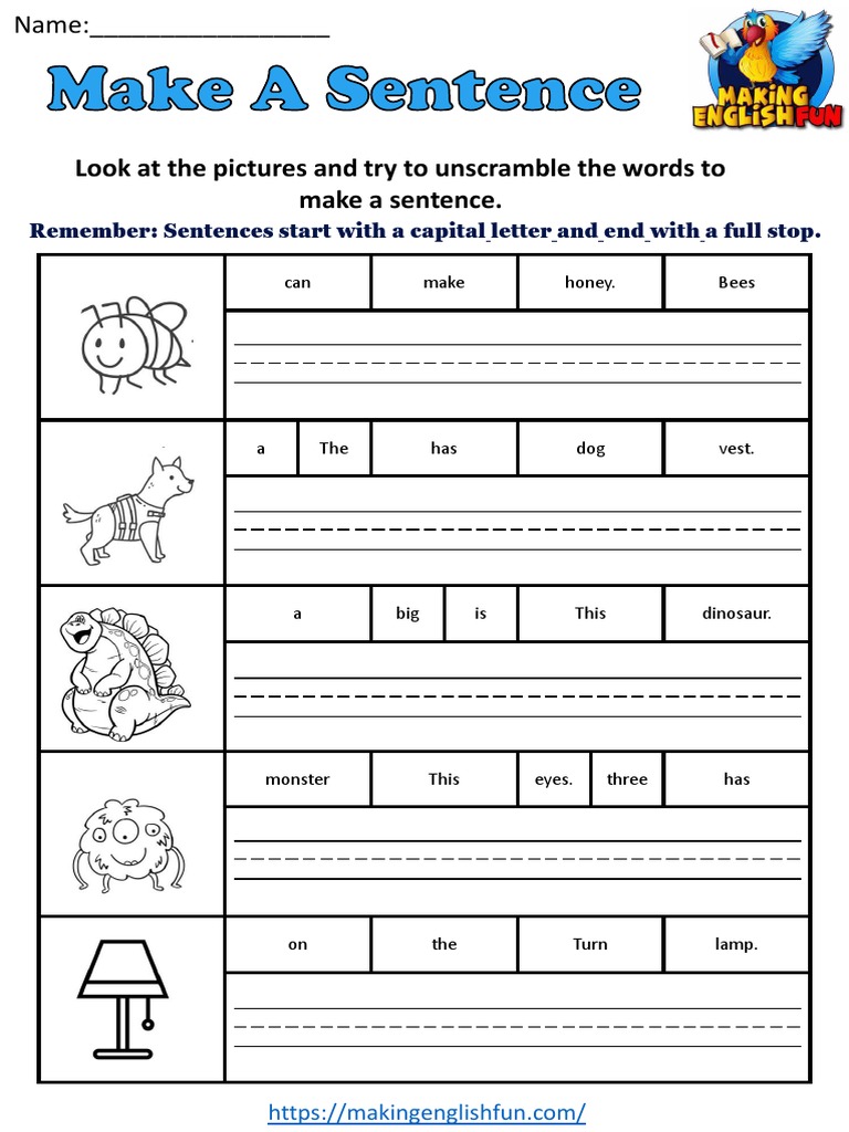 Sentence Scramble Color Blue Set 1 1 | PDF