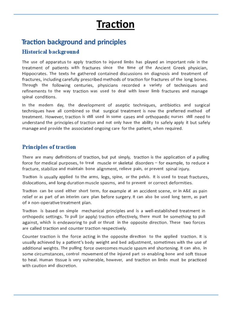 Traction: Traction Background and Principles | PDF | Anatomical Terms ...