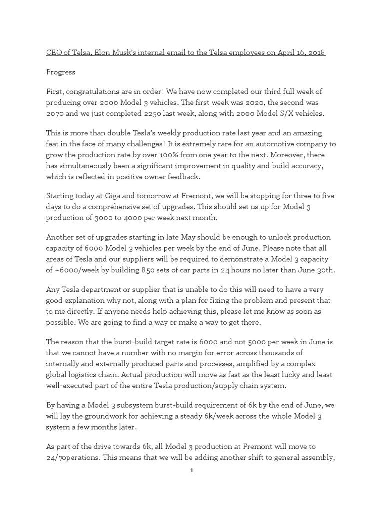 Elon Musk Leadership Email | PDF | Economies