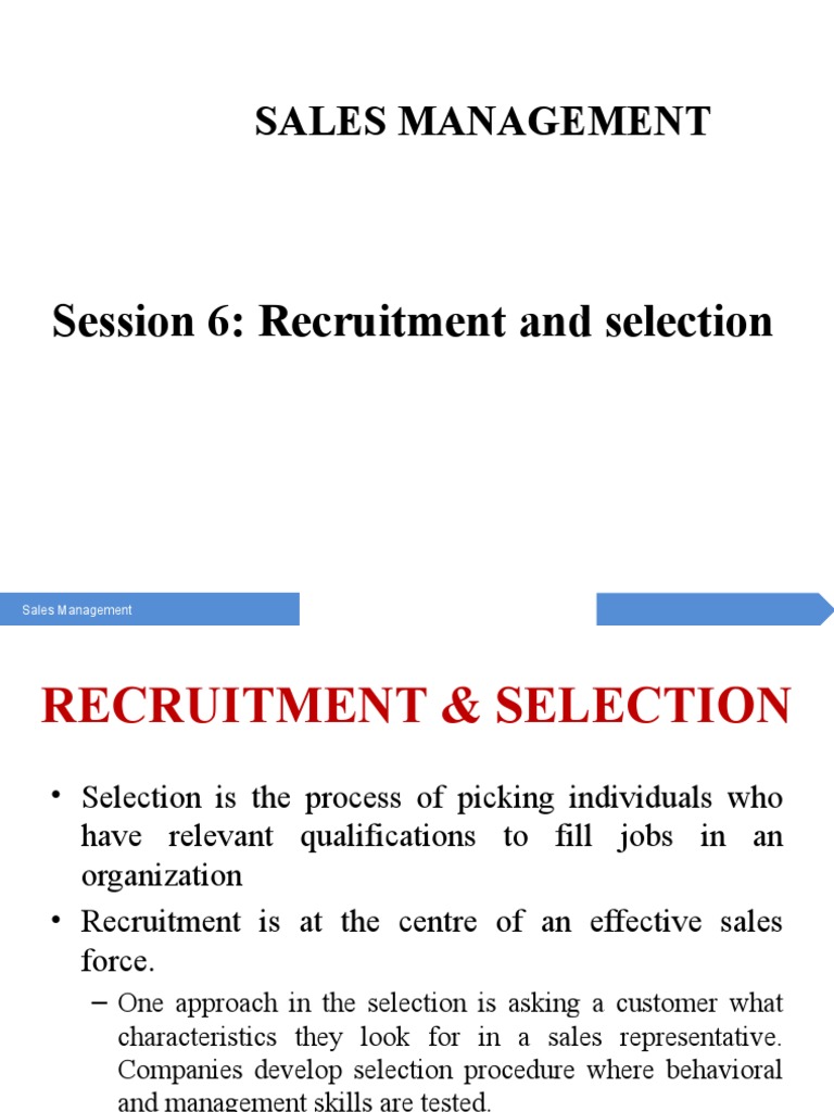 Handout 6 | PDF | Sales | Recruitment