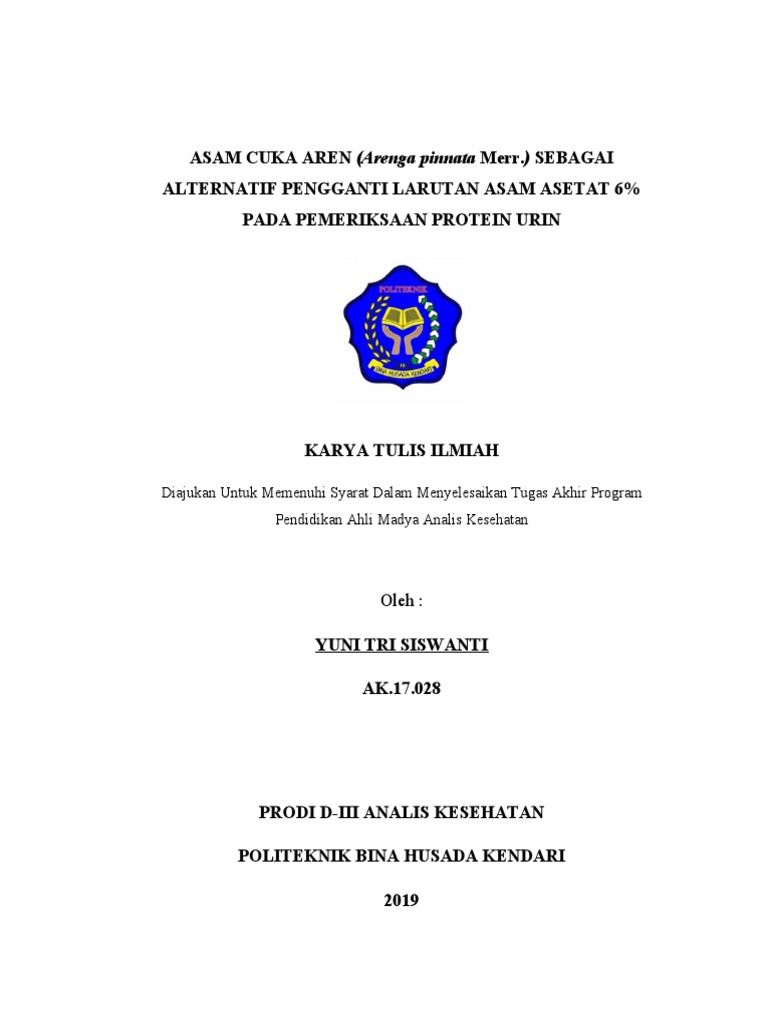 ASAM CUKA AREN (Arenga Pinnata Merr.) SEBAGAI ALTERNATIF PENGGANTI ...