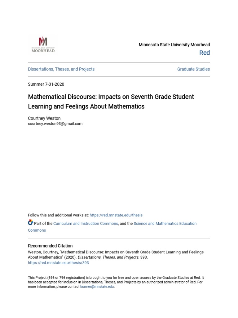 Mathematical Discourse - Impacts On Seventh Grade Student Learning ...