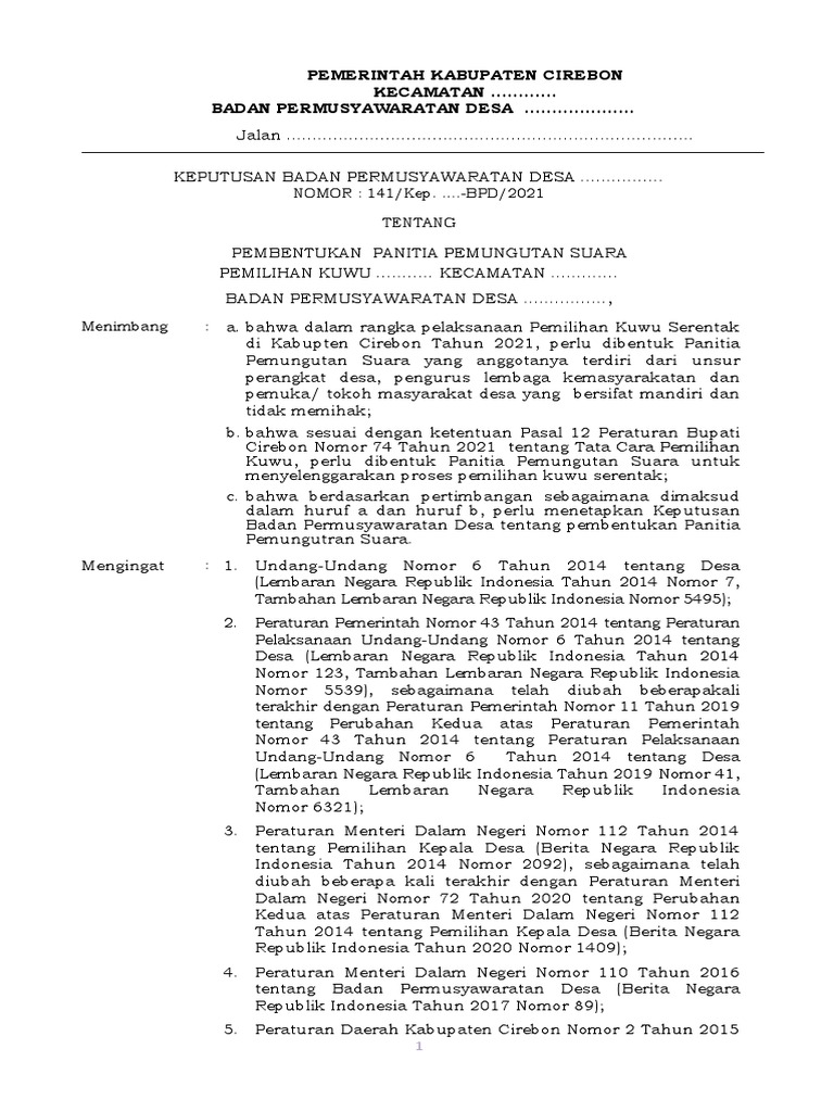 Kep. BPD Pembentukan Panitia | PDF