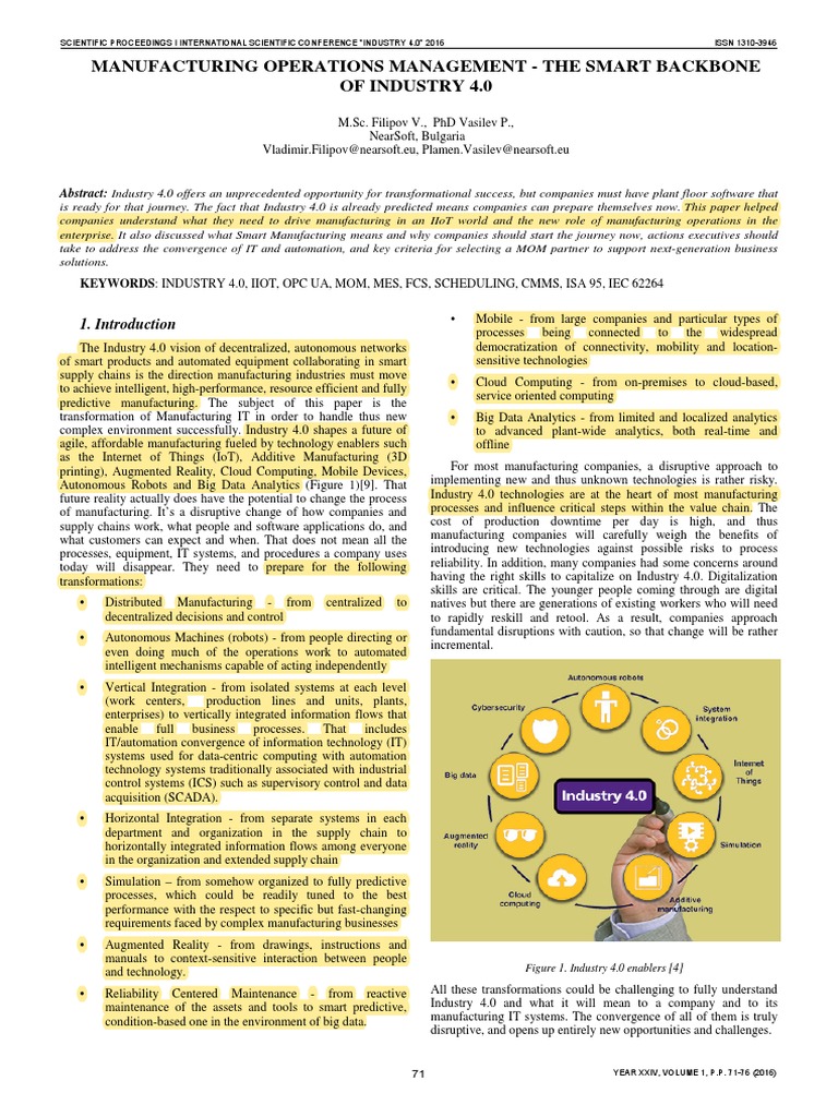 Manufacturing Operations Management - The Smart Backbone of Industry 4. ...
