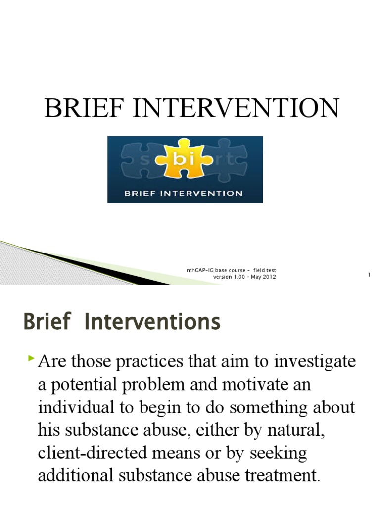 Brief Intervention: Mhgap-Ig Base Course - Field Test Version 1.00 ...