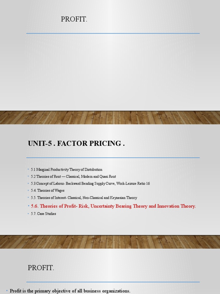 STUDY MATERIAL ON Profit and Theories of Profit. | PDF | Profit ...