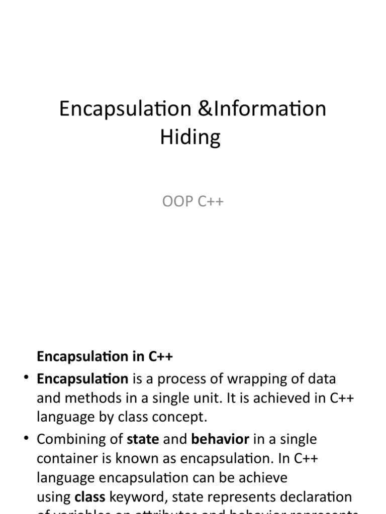Encapsulation &information Hiding | PDF | Class (Computer Programming) | C++