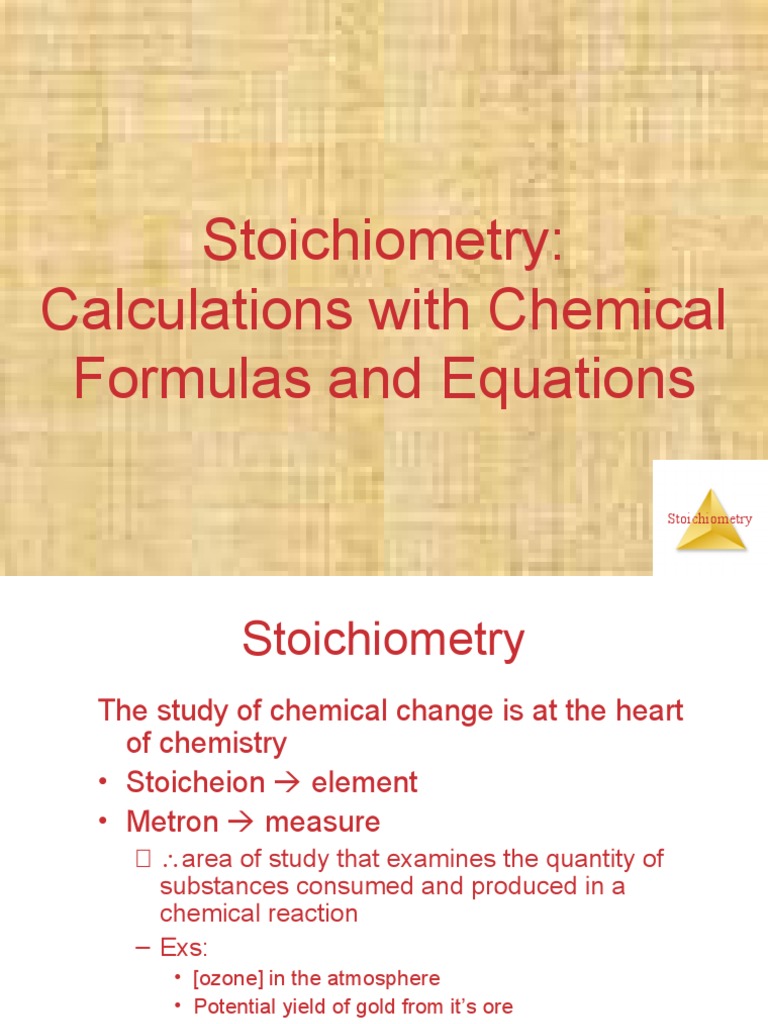 Stoichiometry Formulas