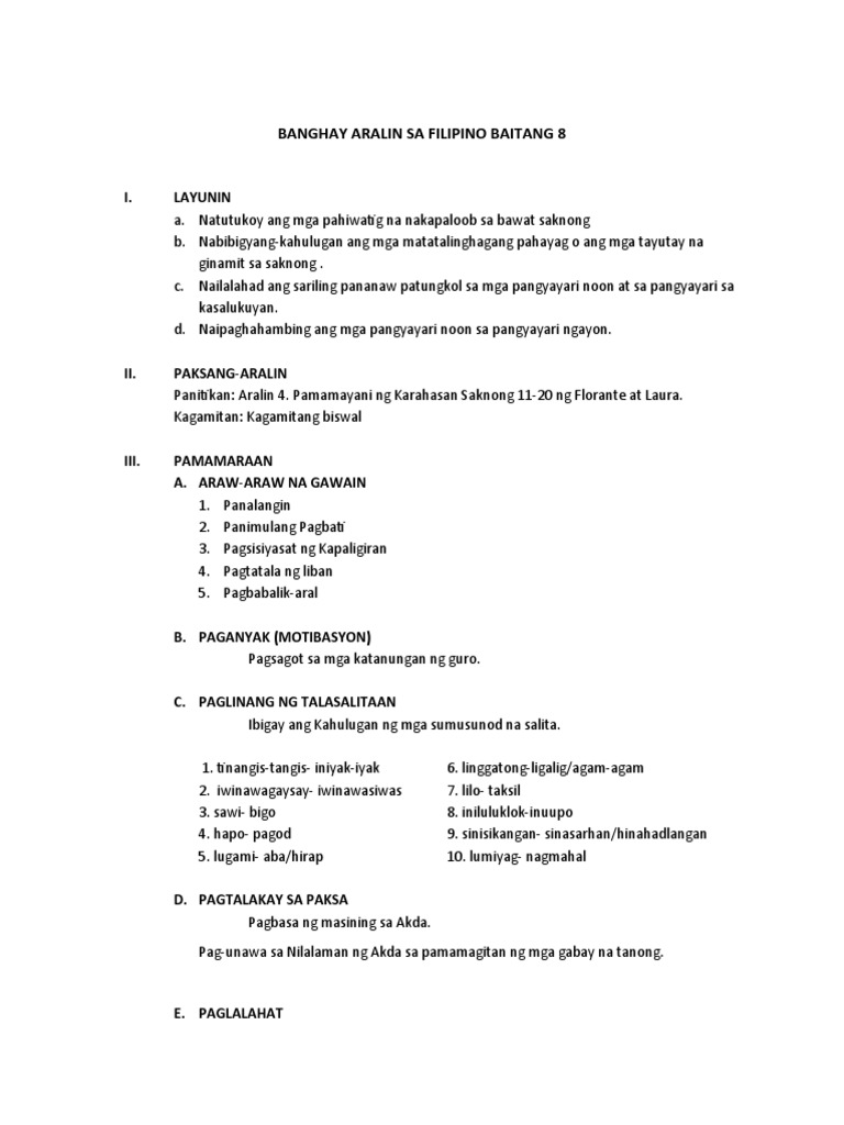 Florante at Laura Lesson Plan | PDF