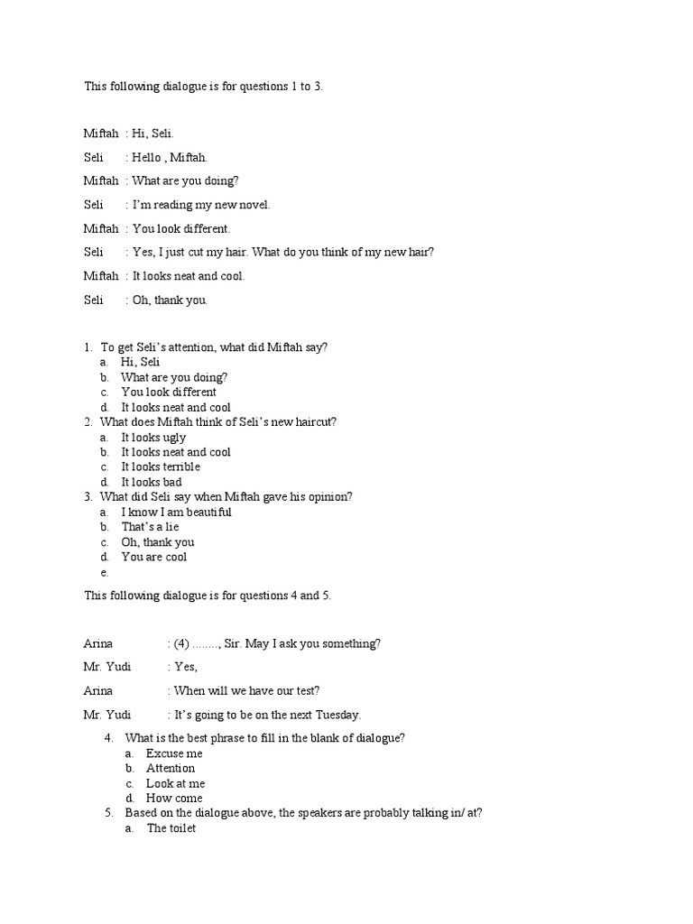 Quiz Expression of Attention and Understanding | PDF