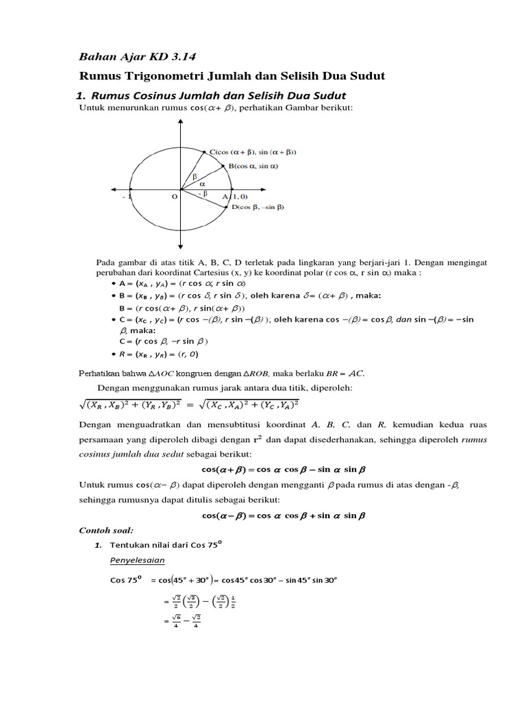 Rumus Trigonometri Jumlah dan Selisih | PDF