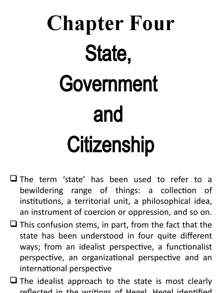 Chapter Four: State, Government and Citizenship | PDF | State (Polity ...