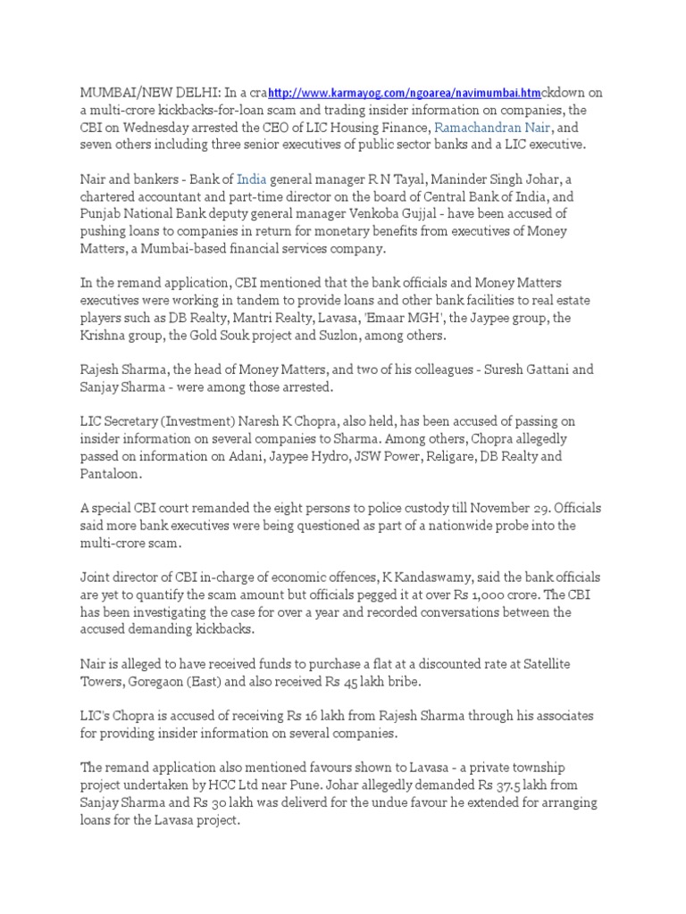 Lic Scam | PDF | Banks | Politics Of India