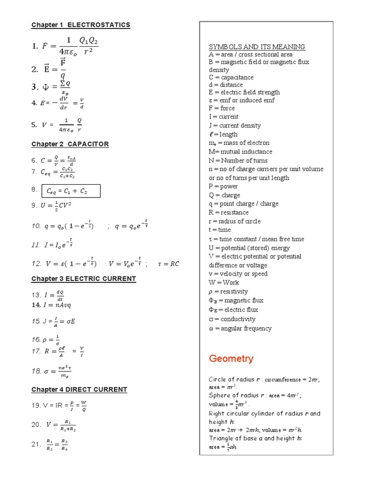Formula List For Term 2 STPM Physics | PDF | Mass | Temporal Rates
