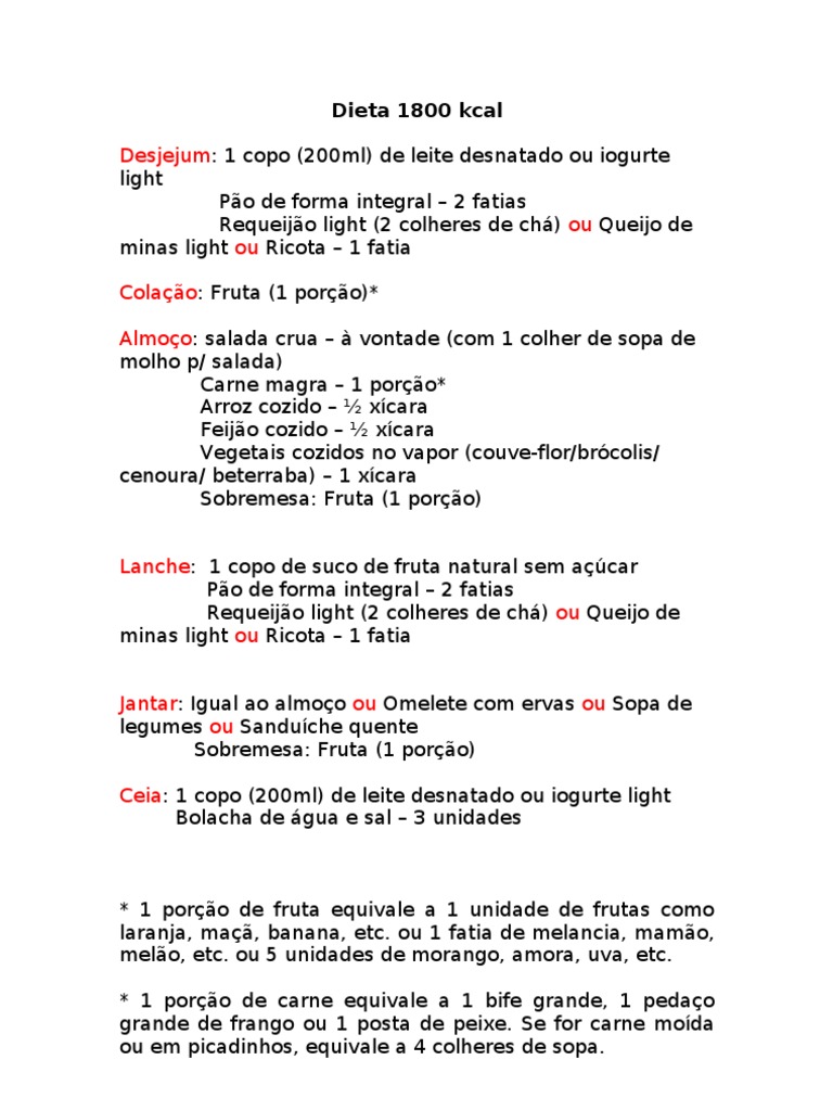 Dieta 1800 Kcal | PDF | Caldo | Alimentos
