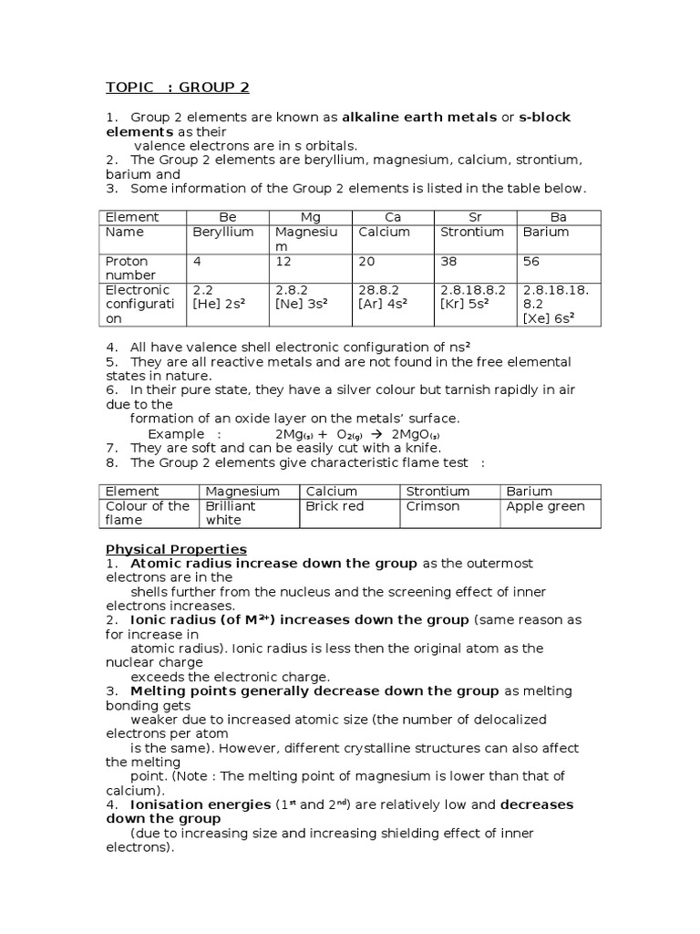 Group 2 Notes (Sem 2) | PDF | Ion | Ionic Bonding