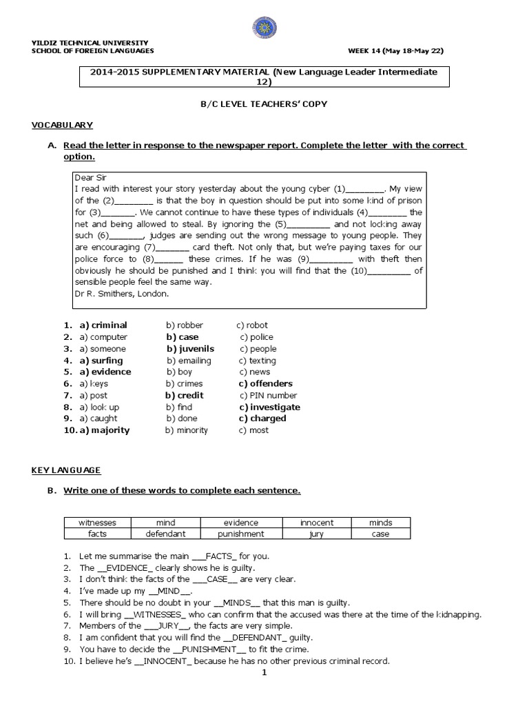 New Language Leader Intermediate Unit 12 Key | PDF | Tsunami | Internet ...