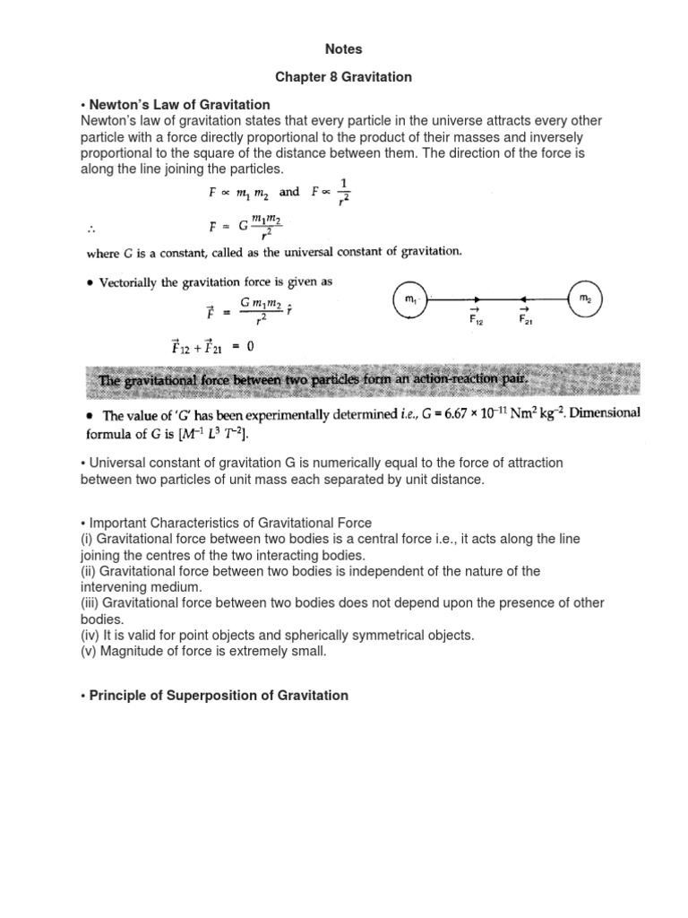 11 Physics - Gravitation - Notes | PDF | Gravity | Orbit