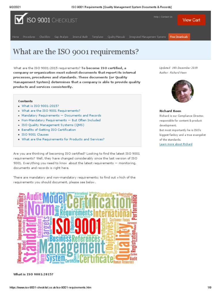 ISO 9001 Requirements (Quality Management System Documents & Records ...